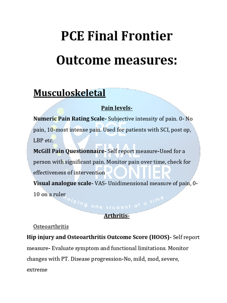 Comprehensive Outcome Measures Guide | PDF | Balance (Ability) | Stroke