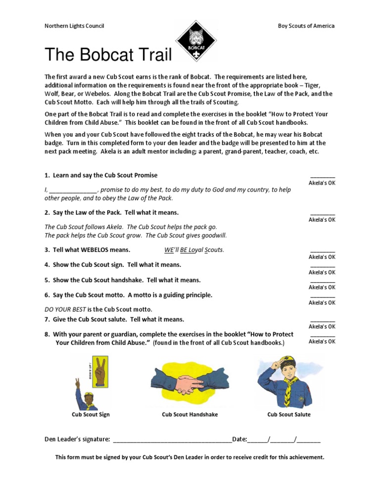 Bobcat Requirements for Cub Scouts | PDF | Self-Improvement