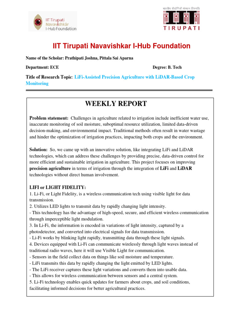 Weekly Report | PDF | Lidar | Agriculture