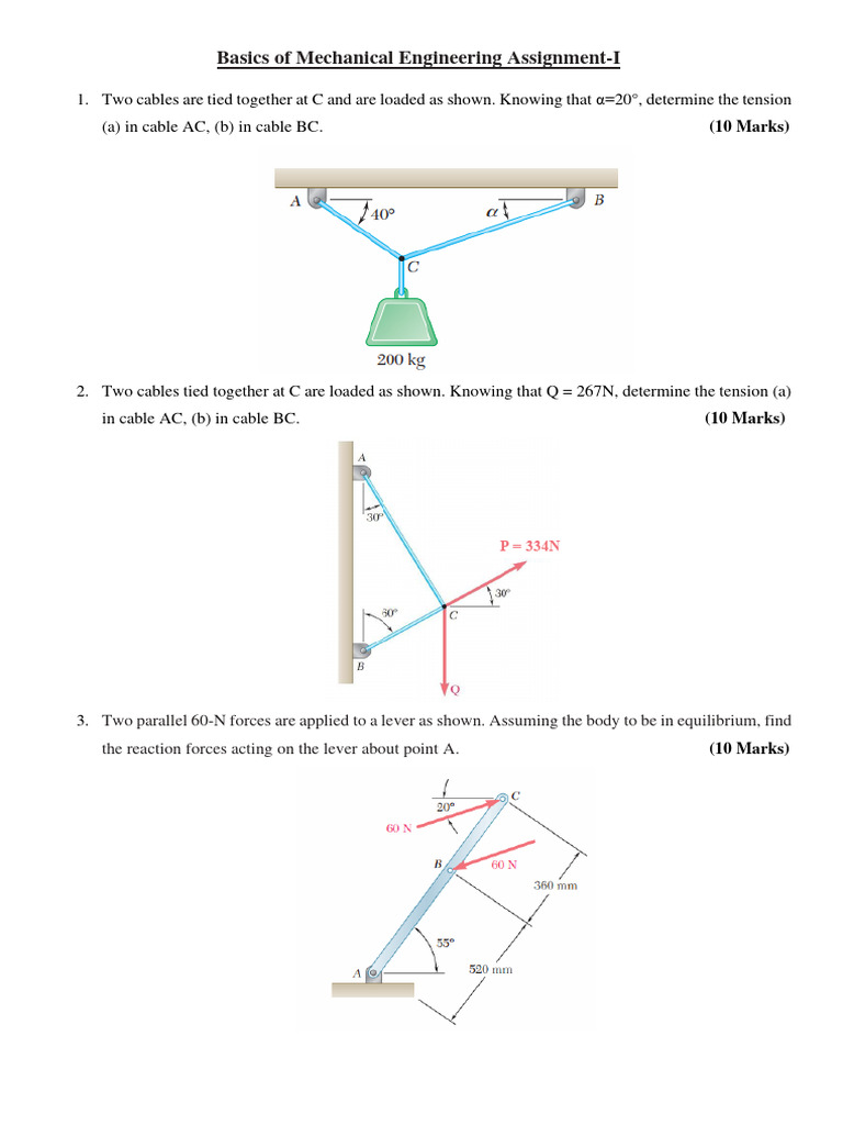 Basic of Mechanical Engineering - Assignment I | PDF