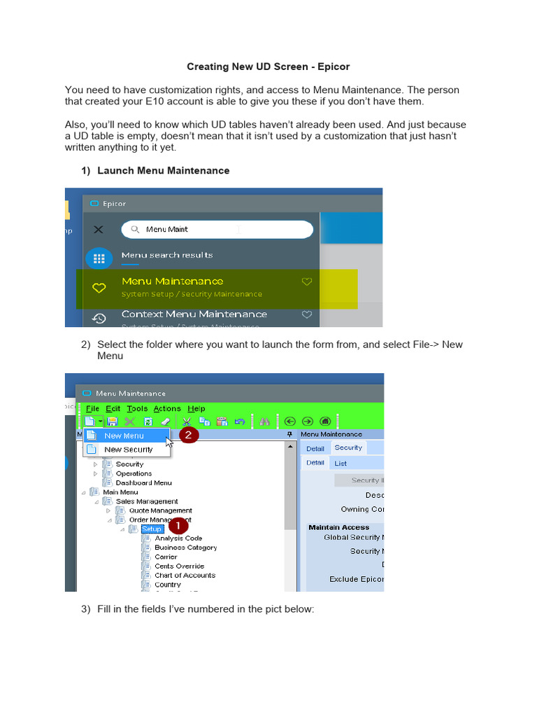 Creating New UD Screen | PDF