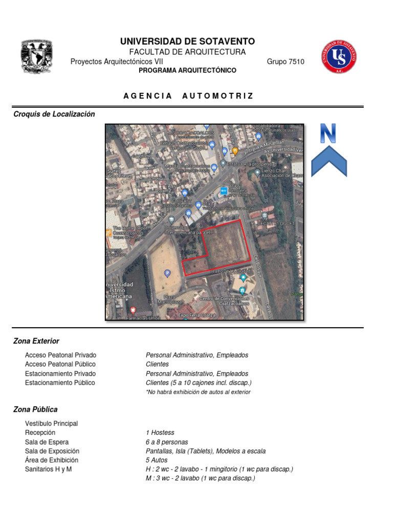 Programa Arquitectónico Agencia Automotriz | PDF