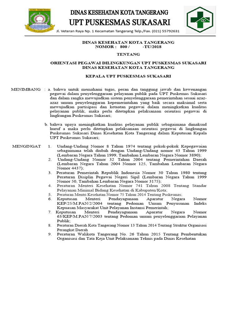 SK Orientasi Pegawai | PDF