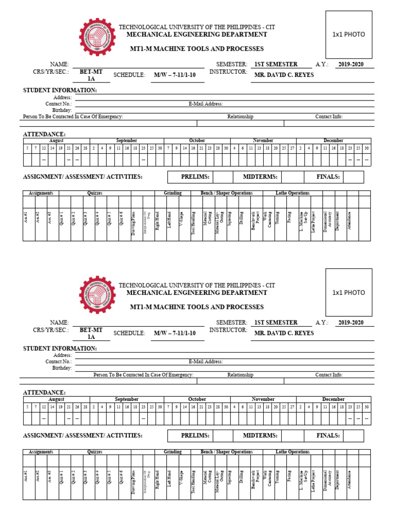 MT1-M Student Assessment Form | PDF | Machine Tool | Machines