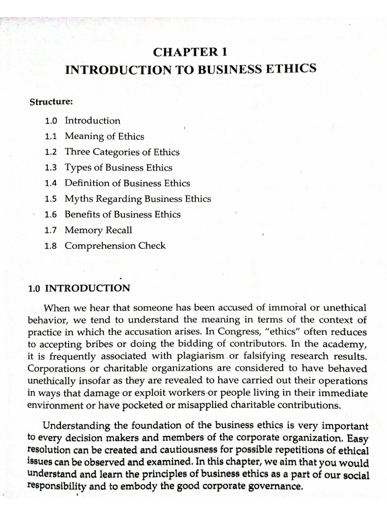 Business Ethics Chapter 1 | PDF