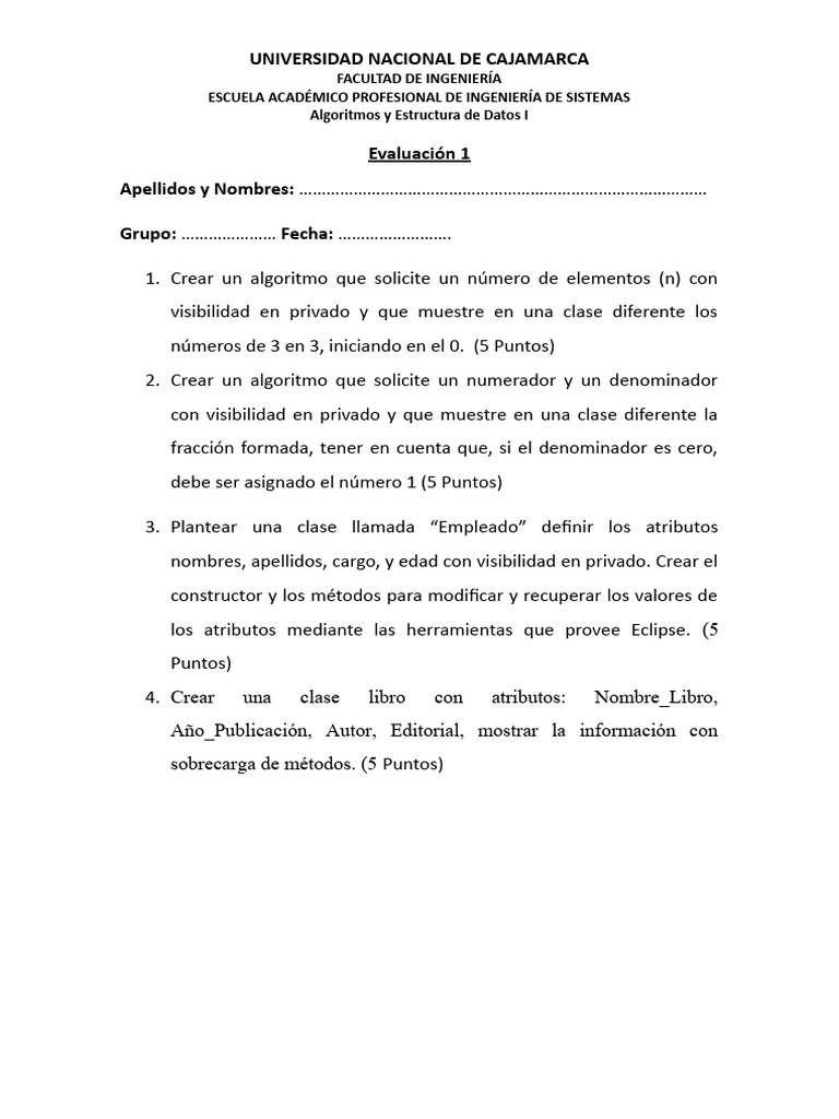 Ejercicios Sobre Algoritmos Y Estructura De Datos Pdf