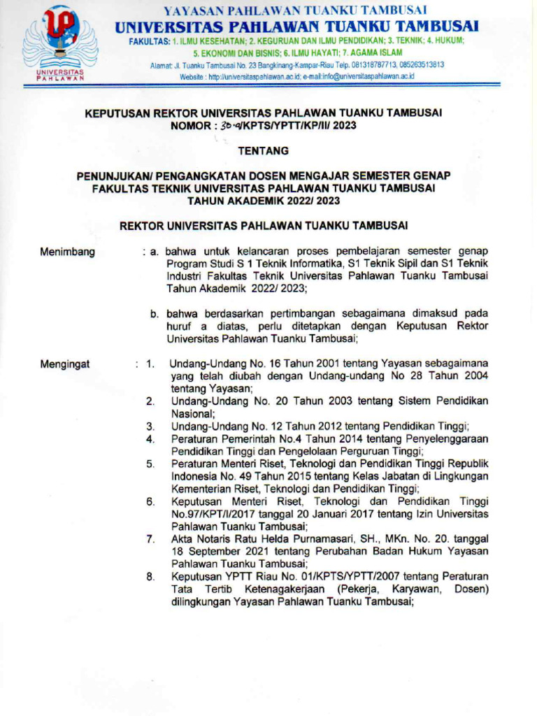 SK Mengajar Genap FT UP 2022-2023 | PDF