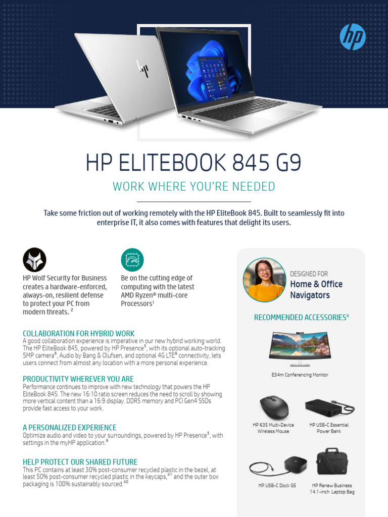 product-brief-hp-elitebook-845-g9 | PDF | Windows 10 | Microsoft Windows