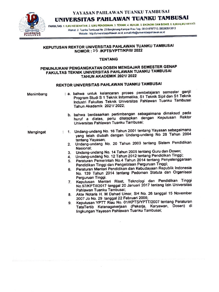 SK Mengajar Genap FT UP 2021-2022 | PDF