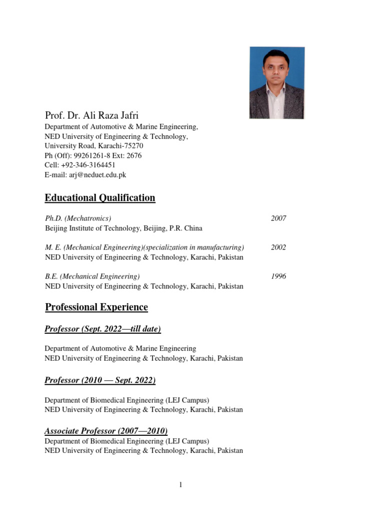 CV - Ali Raza Jafri | PDF | Engineering | Mechanical Engineering