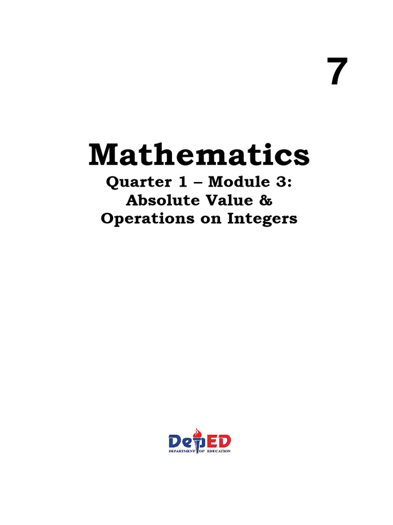Math 7 - Q1 - WK 3 - Module 3 - Absolute Value & Operations On Integers | Download Free PDF ...