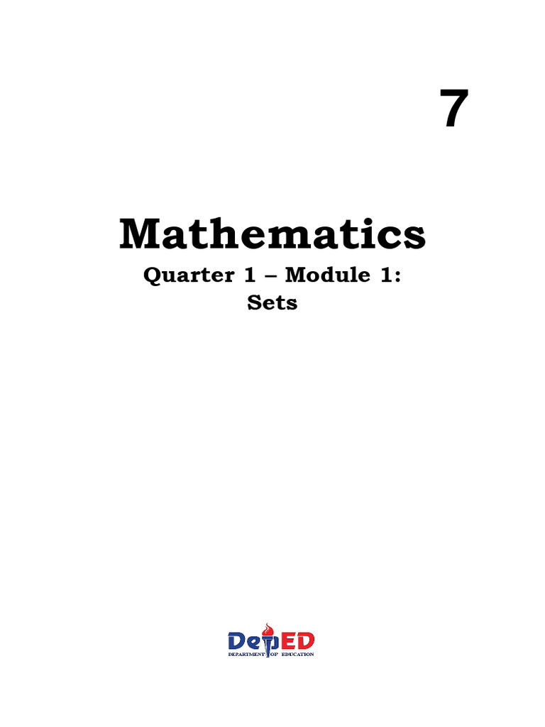 Math 7 - Q1 - WK 1 - Module 1 - Sets | PDF | Set (Mathematics ... Math 7 - Q1 - WK 1 - Module 1 - Sets | PDF | Set (Mathematics ...