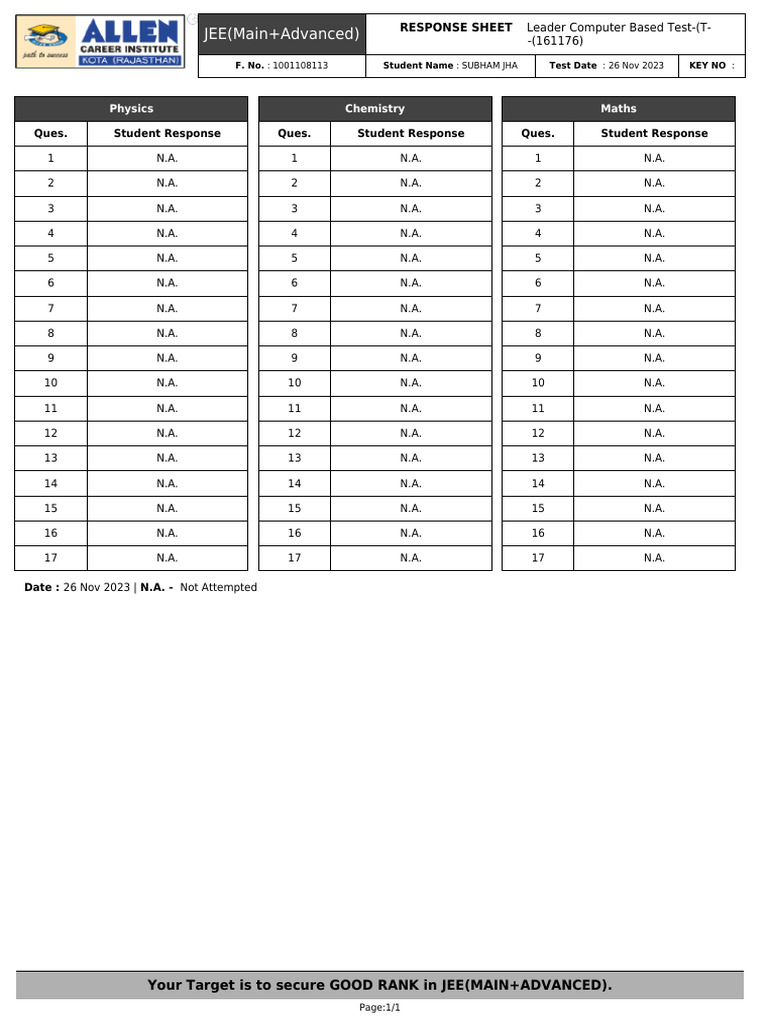 Response Sheet | PDF