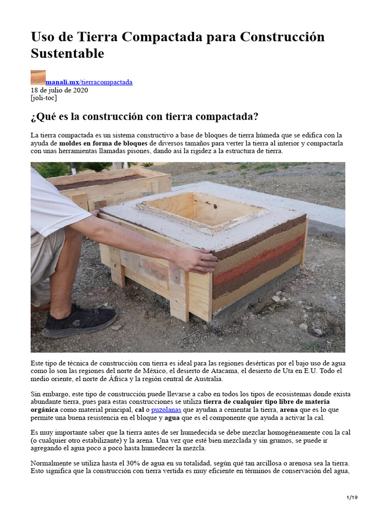 Uso de Tierra Compactada para Construcción Sustentable | PDF | Agua ...