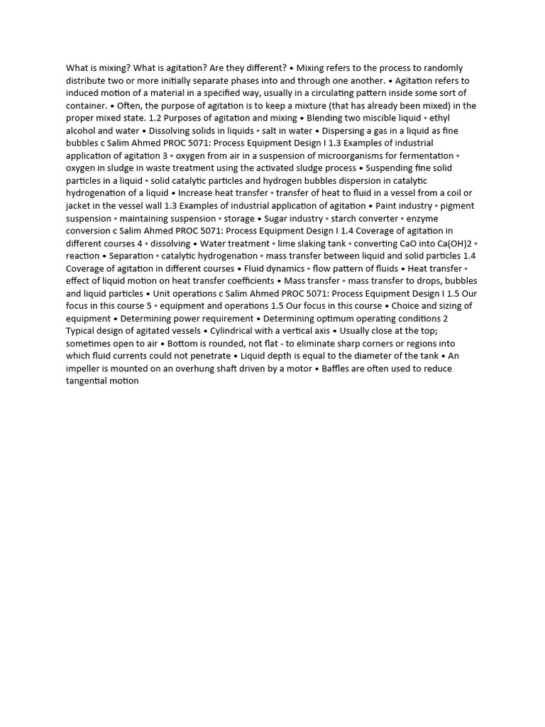 Understanding Mixing and Agitation | PDF