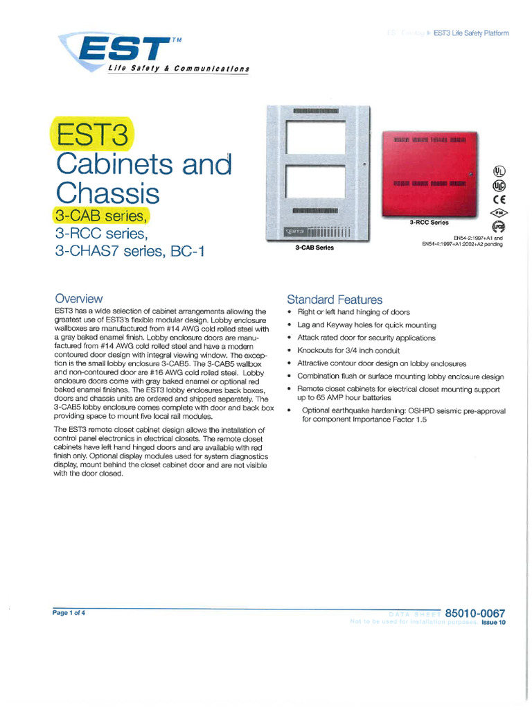 EST - 3 FACP Data Sheet | PDF