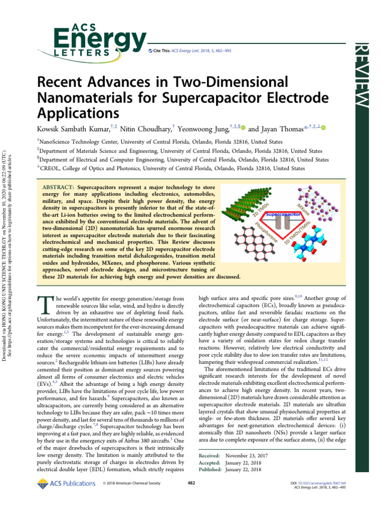2D Supercapacitor | PDF | Electrochemistry | Graphene