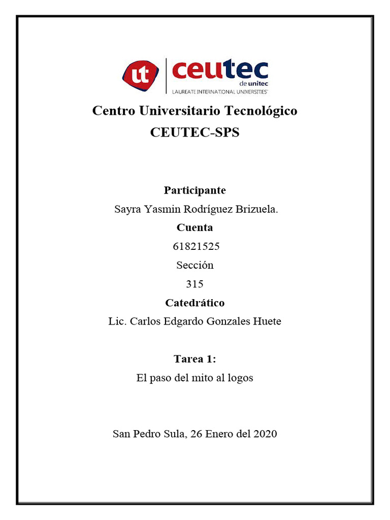 Tarea 1 Filosofia Sayra Yasmin Rodriguez 6182125 Seccion 315 | PDF ...