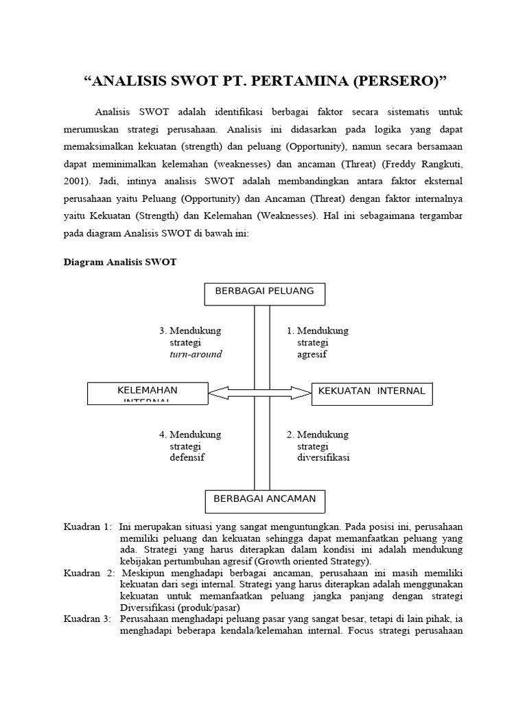 123dok Com Analisis Swot Pt Pertamina Persero Pdf