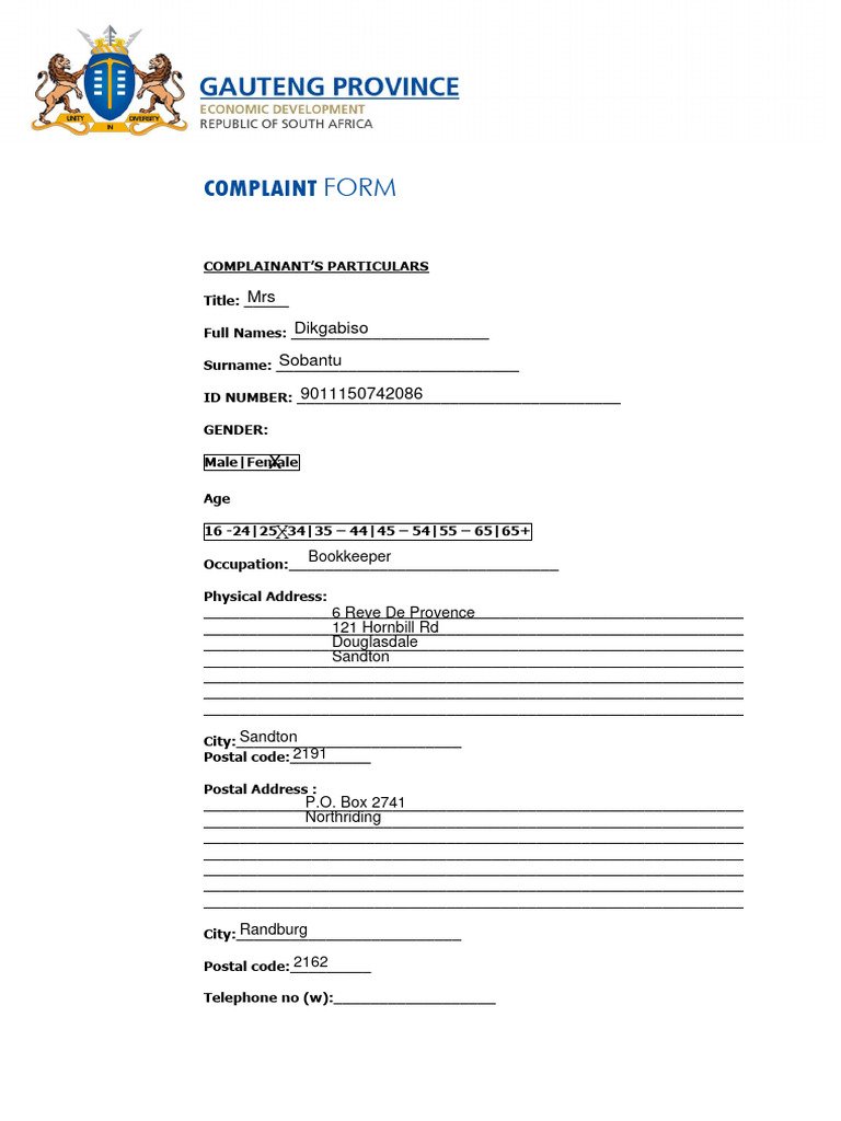 Consumer Complaint Form | PDF | Service Industries