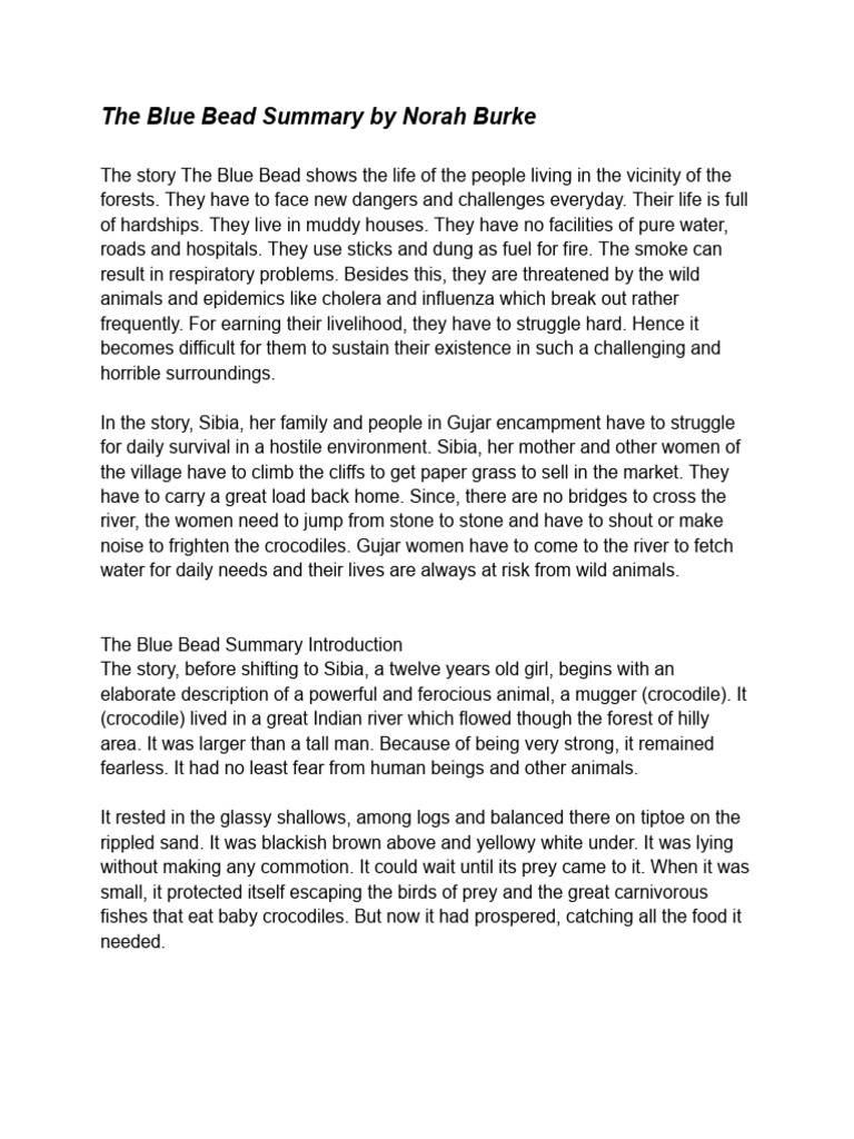 The Blue Bead Summary by Norah Burke | PDF | Crocodile