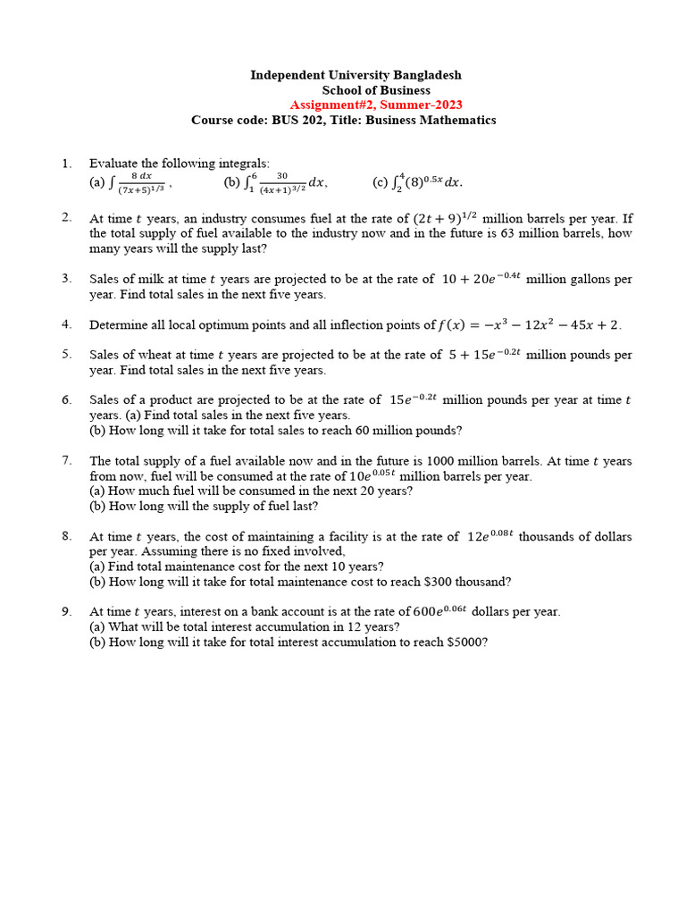 IUB Assignment#2 Summer2023 | PDF