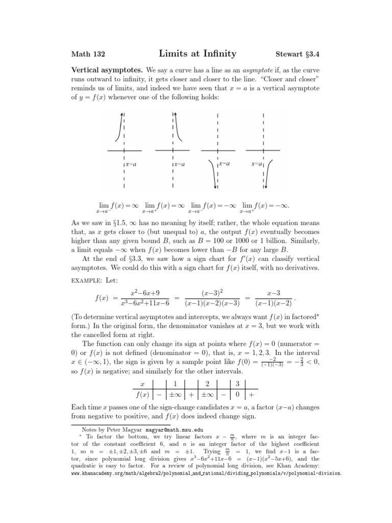 3.4 Limits at Infinity | PDF | Asymptote | Mathematics