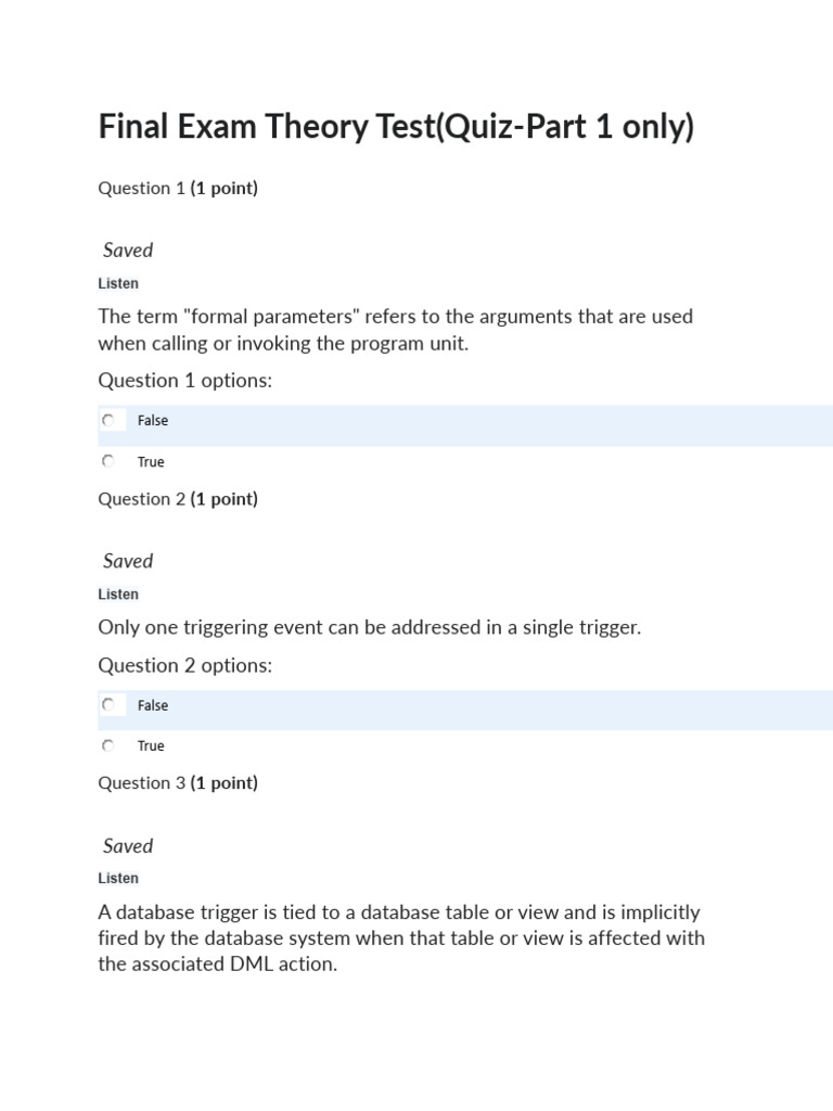 Final Exam Theory Test | PDF | Pl/Sql | Mongo Db