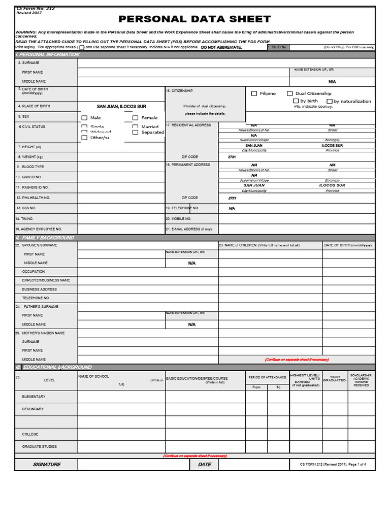 CS Form No. 212 | PDF | Government | Justice