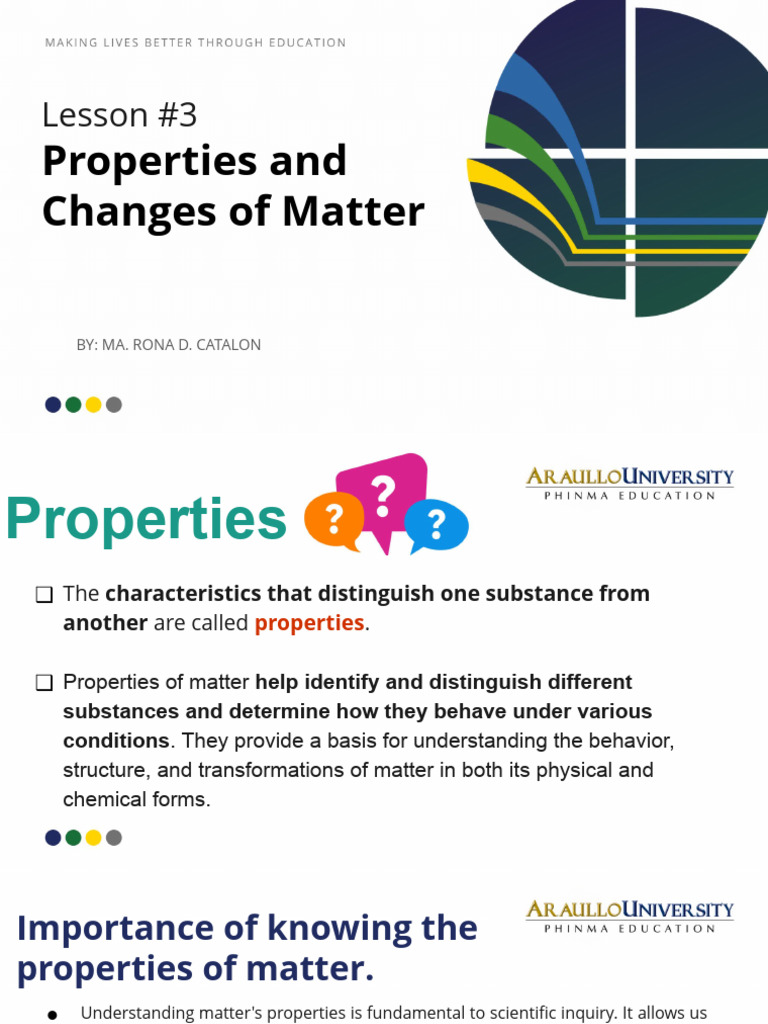 Lesson 3 Properties and Changes of Matter | PDF | Chemistry | Matter