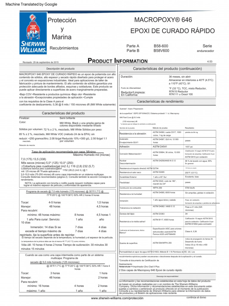 Macropoxy 646 Fast Cure Epoxy | PDF | Epoxy | Sector secundario de la ...