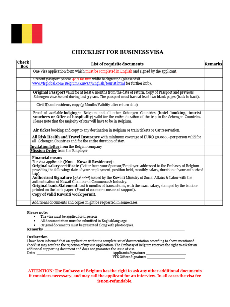 Business-Visa-Checklist-kuwait Updated | PDF | Travel Visa | Passport
