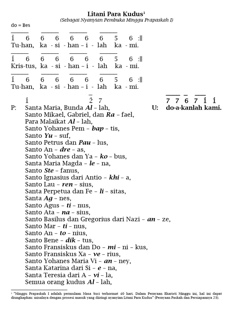 Litani para Kudus (Minggu Prapaskah I) | PDF