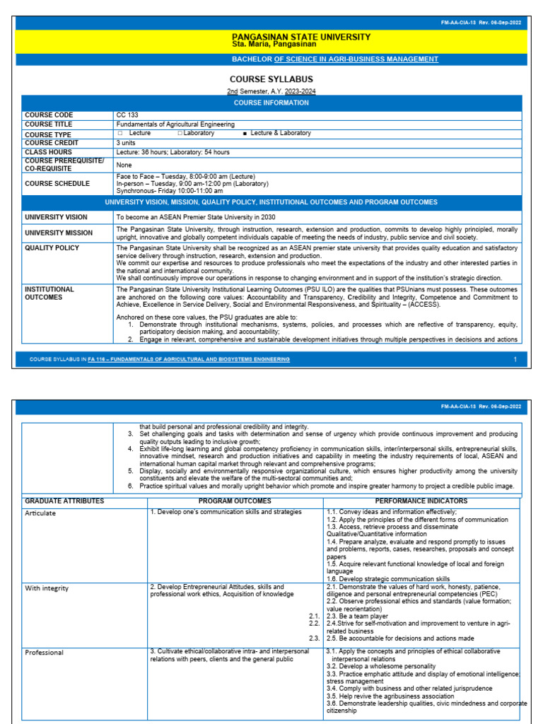 BSABM Syllabus CC-133 2023-2024 | PDF | Decision Making | Entrepreneurship