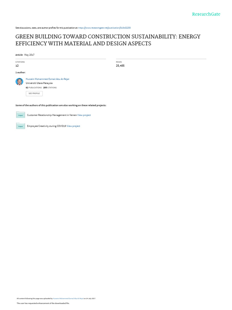 Green Building Toward Construction Sustainability: Energy Efficiency With Material and Design ...