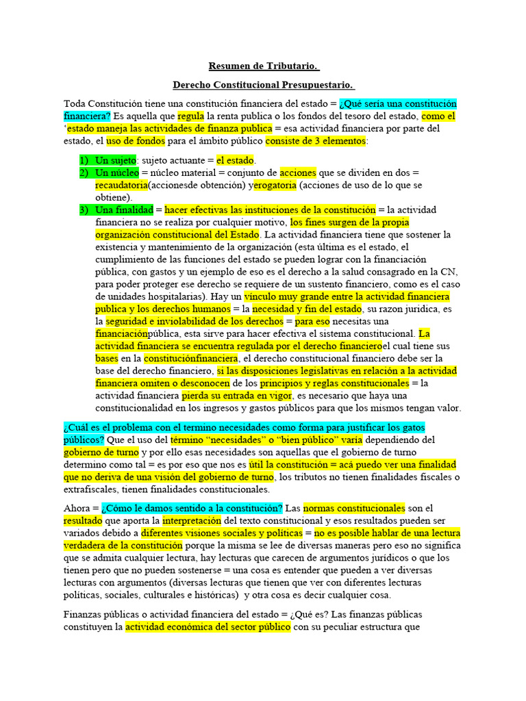 Resumen de Tributario 1 | PDF | Presupuesto | Presupuesto del gobierno