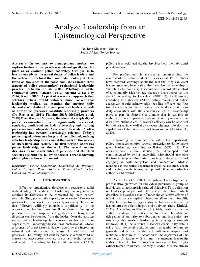 Analyze Leadership From An Epistemological Perspective | PDF ...