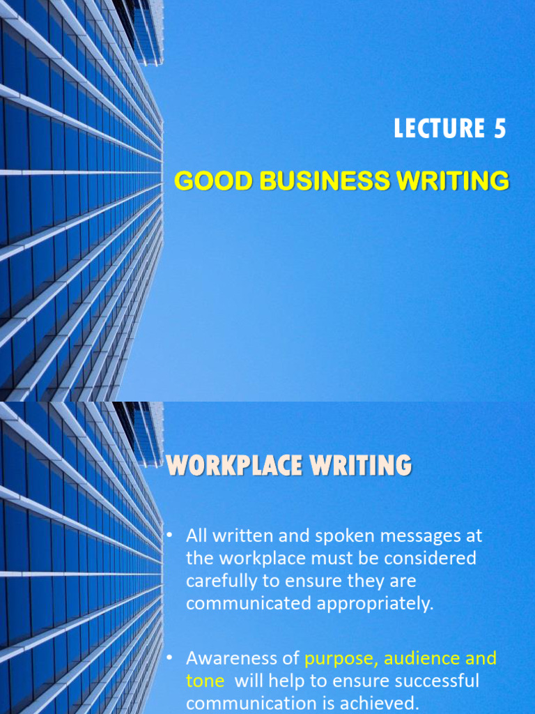 Lecture 5 Good Business Writing | PDF | Goodwill (Accounting ...