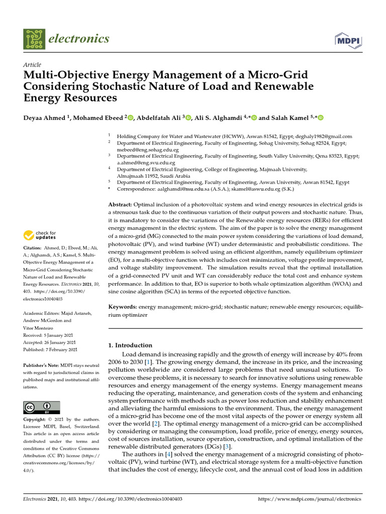 Electronics 10 00403 | PDF | Distributed Generation | Mathematical Optimization