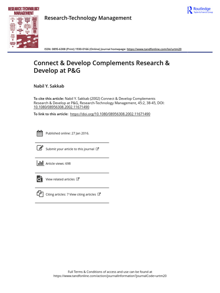 Sakkab 2016 - Connect Develop Complements Research Develop at PG | PDF ...