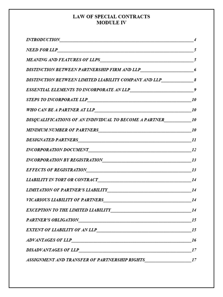 Module Iv (Special Contracts) | PDF | Limited Liability Partnership | Partnership