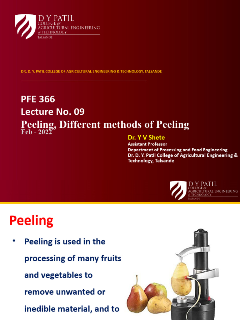 Lecture No. 09 Peeling | PDF | Infrared | Sodium Hydroxide