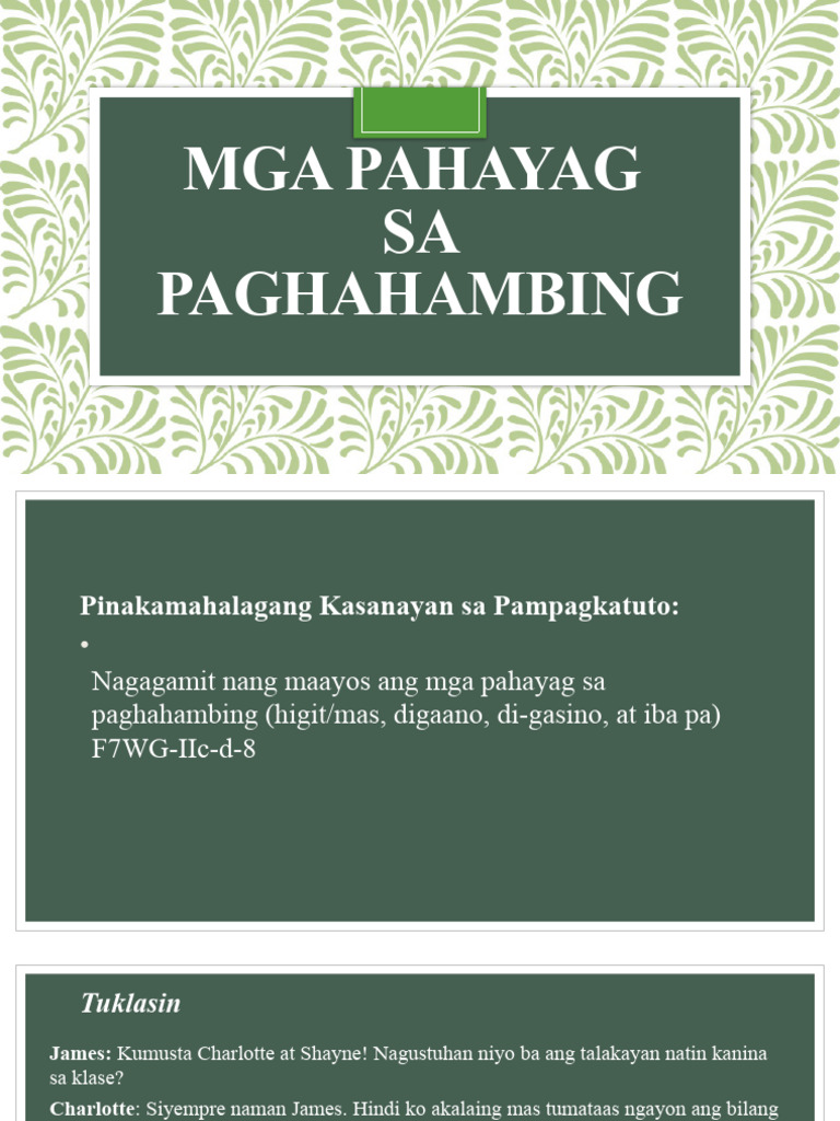 Mga Pahayag Sa Paghahambing | PDF