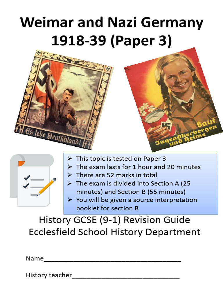NEW SPEC Weimar and Nazi Germany Revision Guide | PDF | Weimar Republic | Nazi Germany