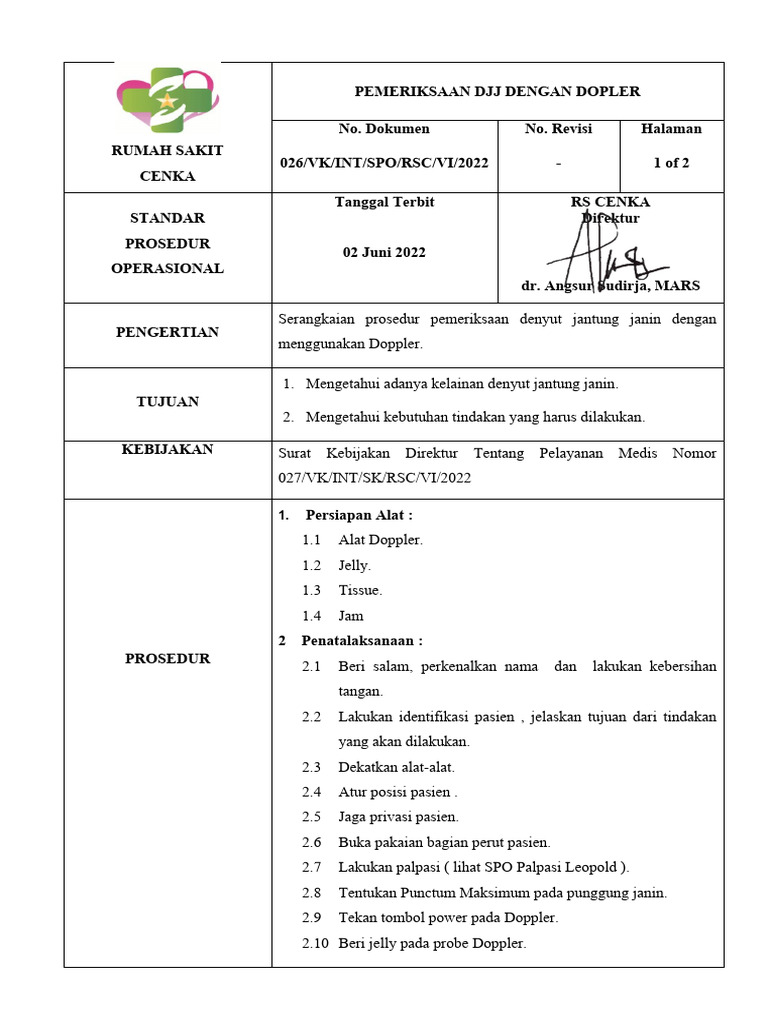 004 Pemeriksaan DJJ Dengan Doppler | PDF