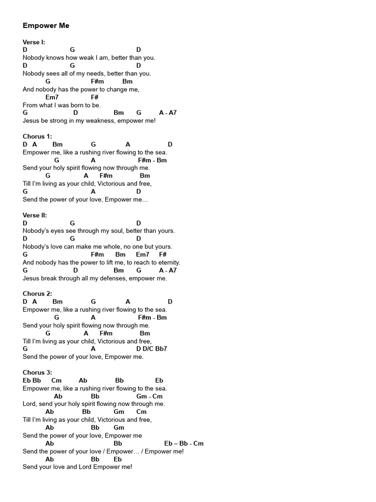Empower Me: Lyrics and Chords | PDF