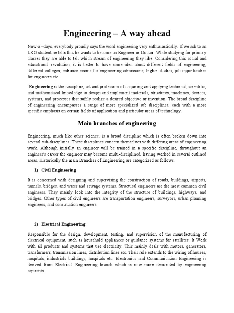 Engineering - A Way Ahead: Main Branches of Engineering | PDF ...