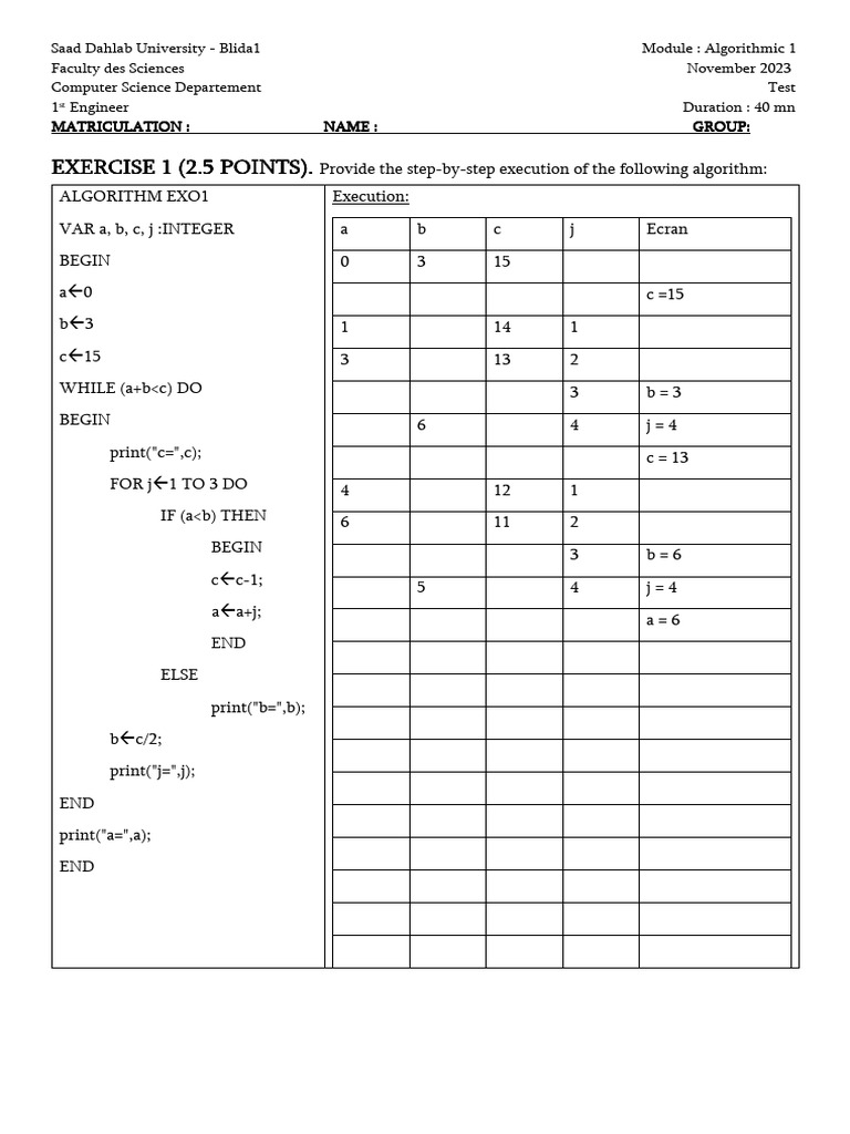 Interrogation en + Corrigé | PDF | Computing | Discrete Mathematics