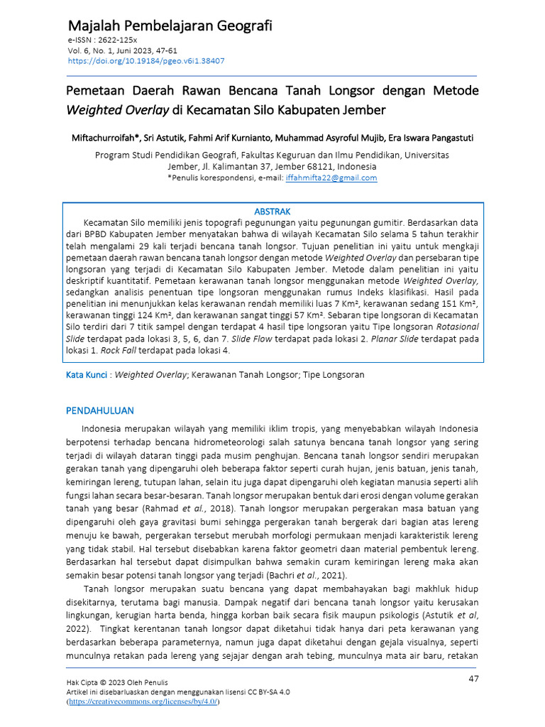 Pemetaan Kerawanan Tanah Longsor Silo | PDF