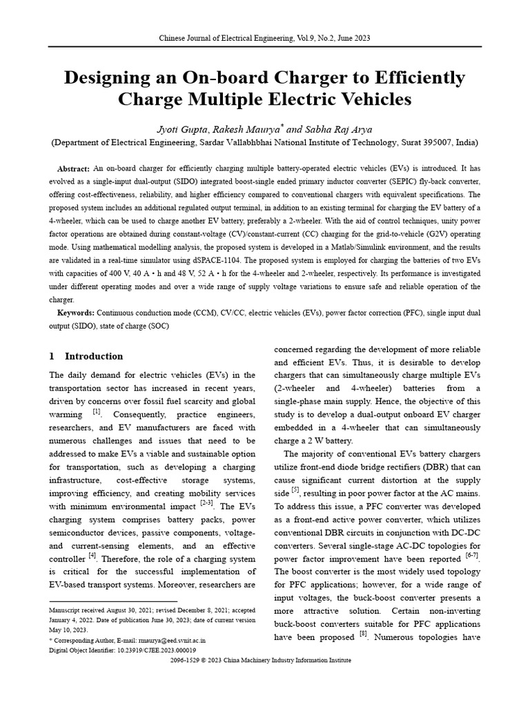 Dual-Output Charger for Electric Vehicles | PDF | Capacitor | Electric ...